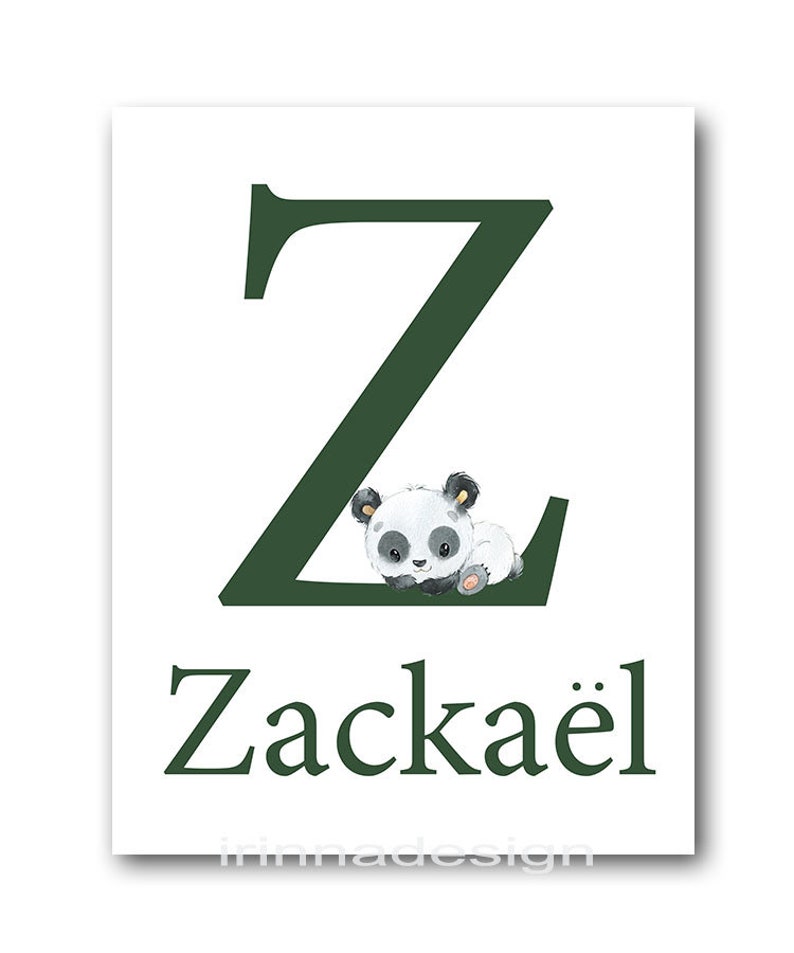 Baby Panda Name Print Boy Nursery Wall Art Decor Letter - Etsy