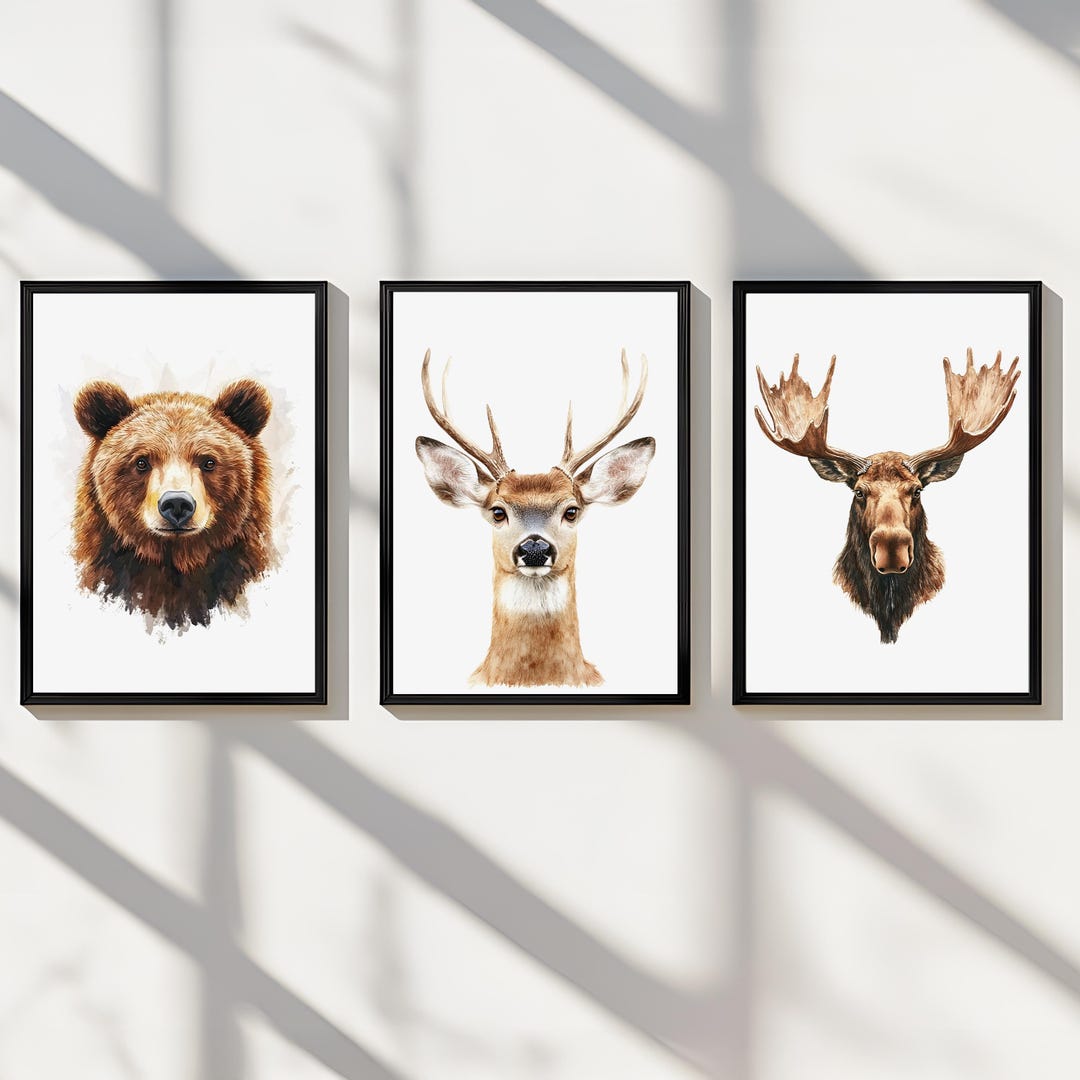Woodland Animals Portraits Bedroom Printable Kids Forest Nursery Wall ...