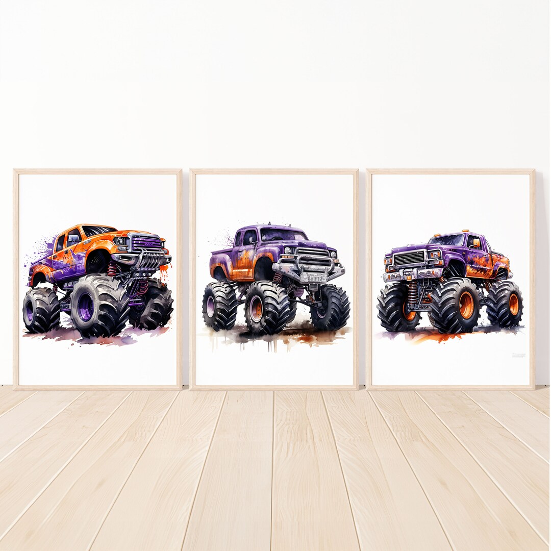 Monster Truck Wall Decor Baby Boy Nursery Art Printable Kids Bedroom ...