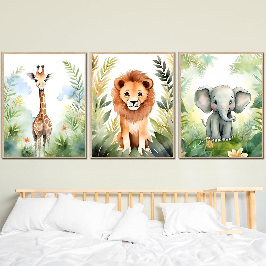 Safari Nursery Wall Prints African Baby Room Art Decor Girl Boys Jungle ...