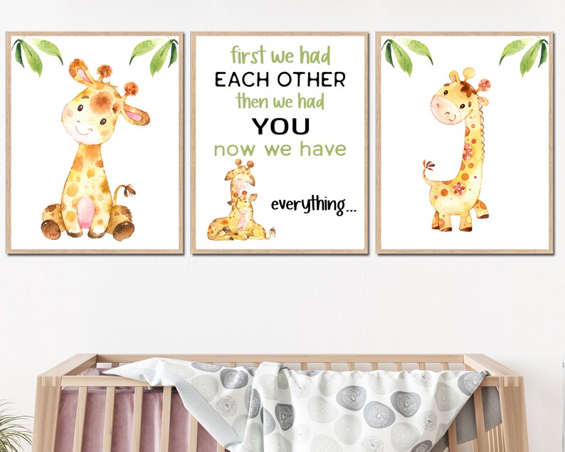 Baby Giraffe Family Posters Nursery Wall Decor Quotes Art - Etsy