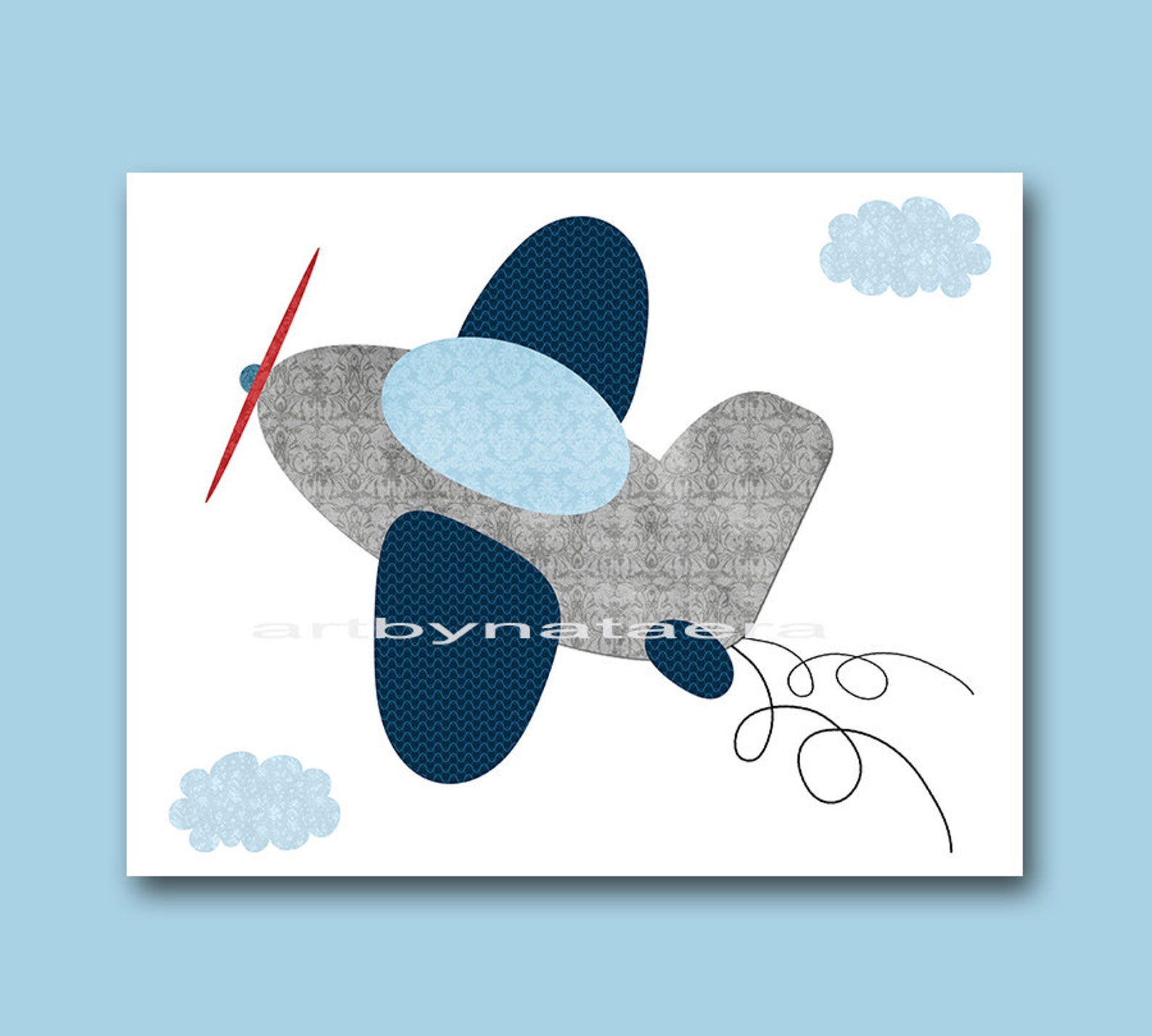 Navy Blue Gray Train Car Plane Baby Boy Nursery Wall Decor - Etsy