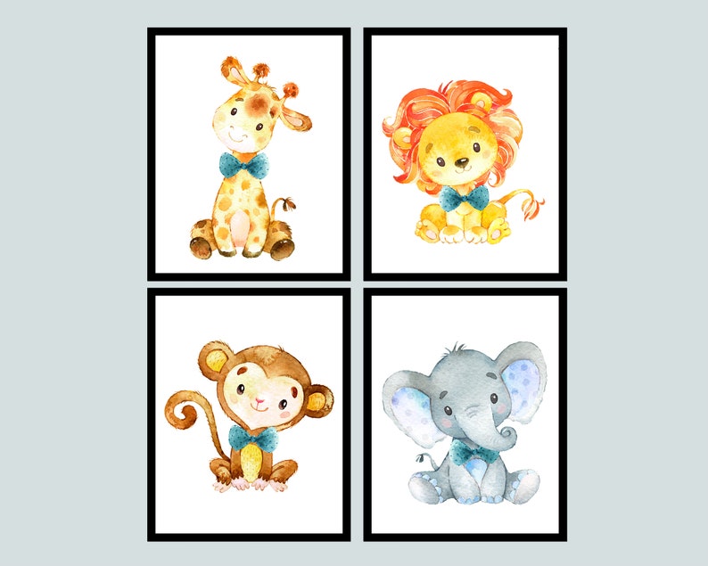 Jungle Poster Safari Baby Boy Nursery Wall Art Prints Animal - Etsy