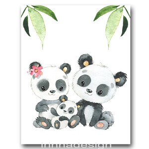 Baby Panda Poster Wall Decor Girl Nursery Art Print Children Bedroom ...
