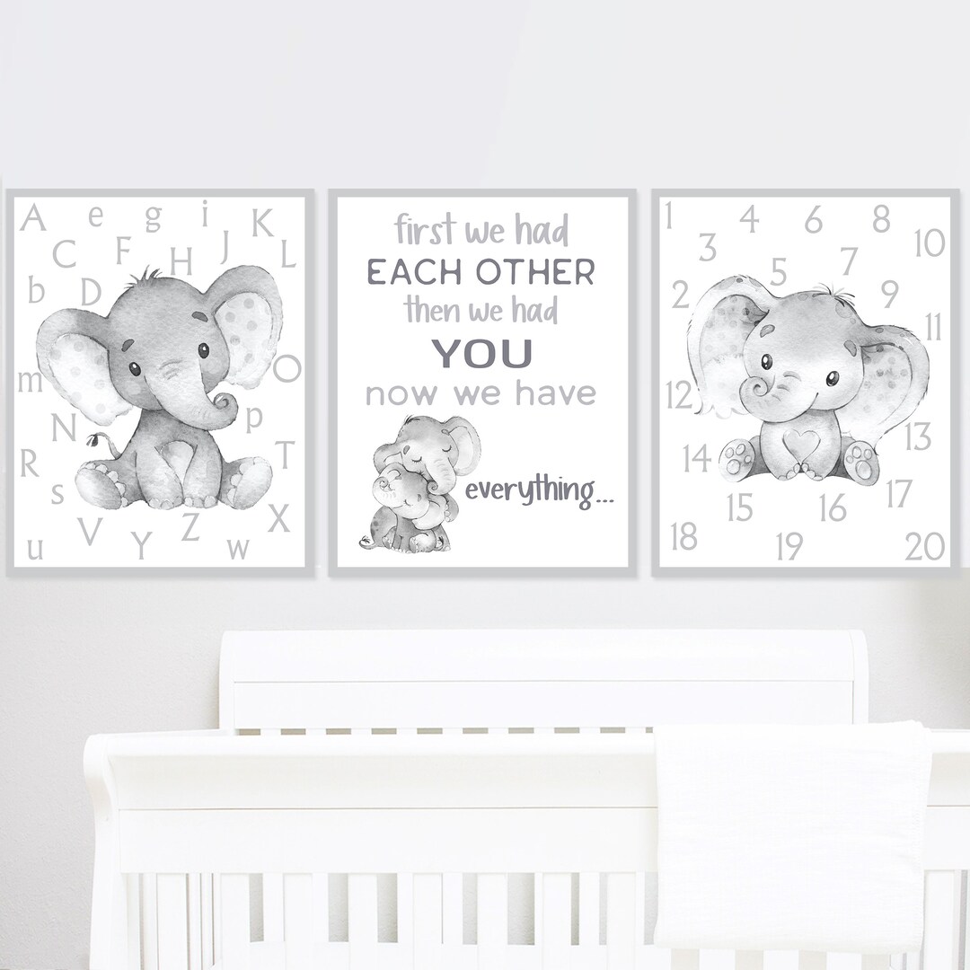 Alphabet Posters Educational Nursery Prints Baby Neutral Art Quotes ...