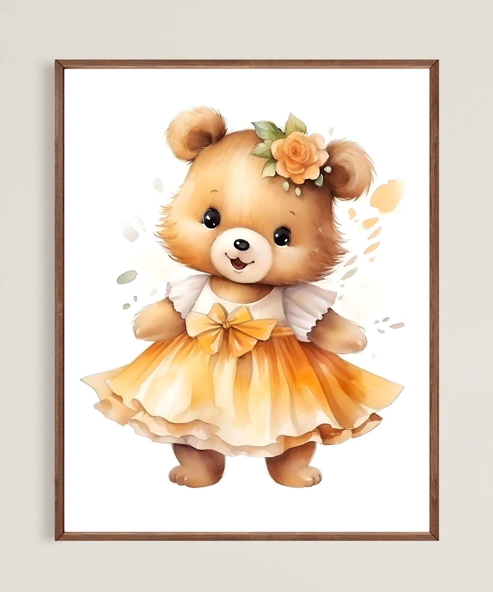 Baby Girl Nursery Wall Decor Bear Art Print Personalized Name Kids ...