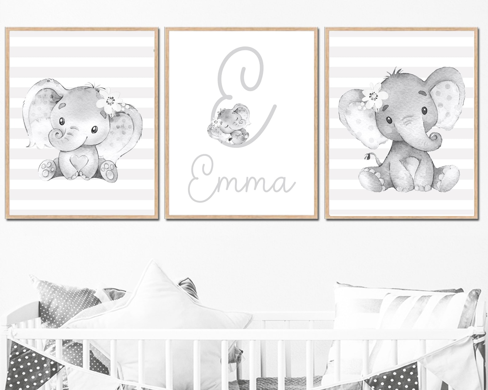 Custom Girl Name Art Print Neutral Baby Nursery Wall Decor - Etsy