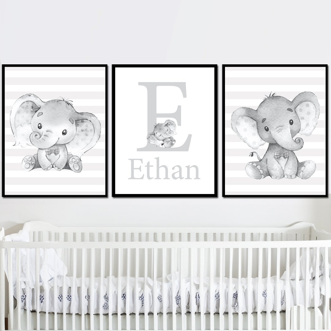 Custom Baby Name Initial Print Personalized Wall Decor Art Boy Nursery ...