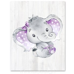 Elephant Wall Decor Baby Girl Nursery Print Artwork Floral Jungle ...