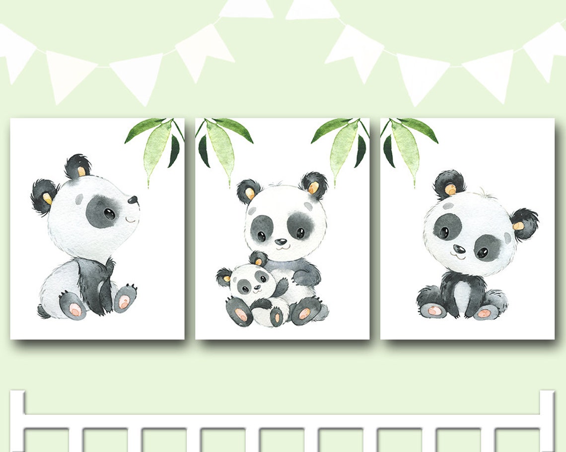 Panda Room Decor Baby Boy Nursery Wall Art Kids Prints - Etsy