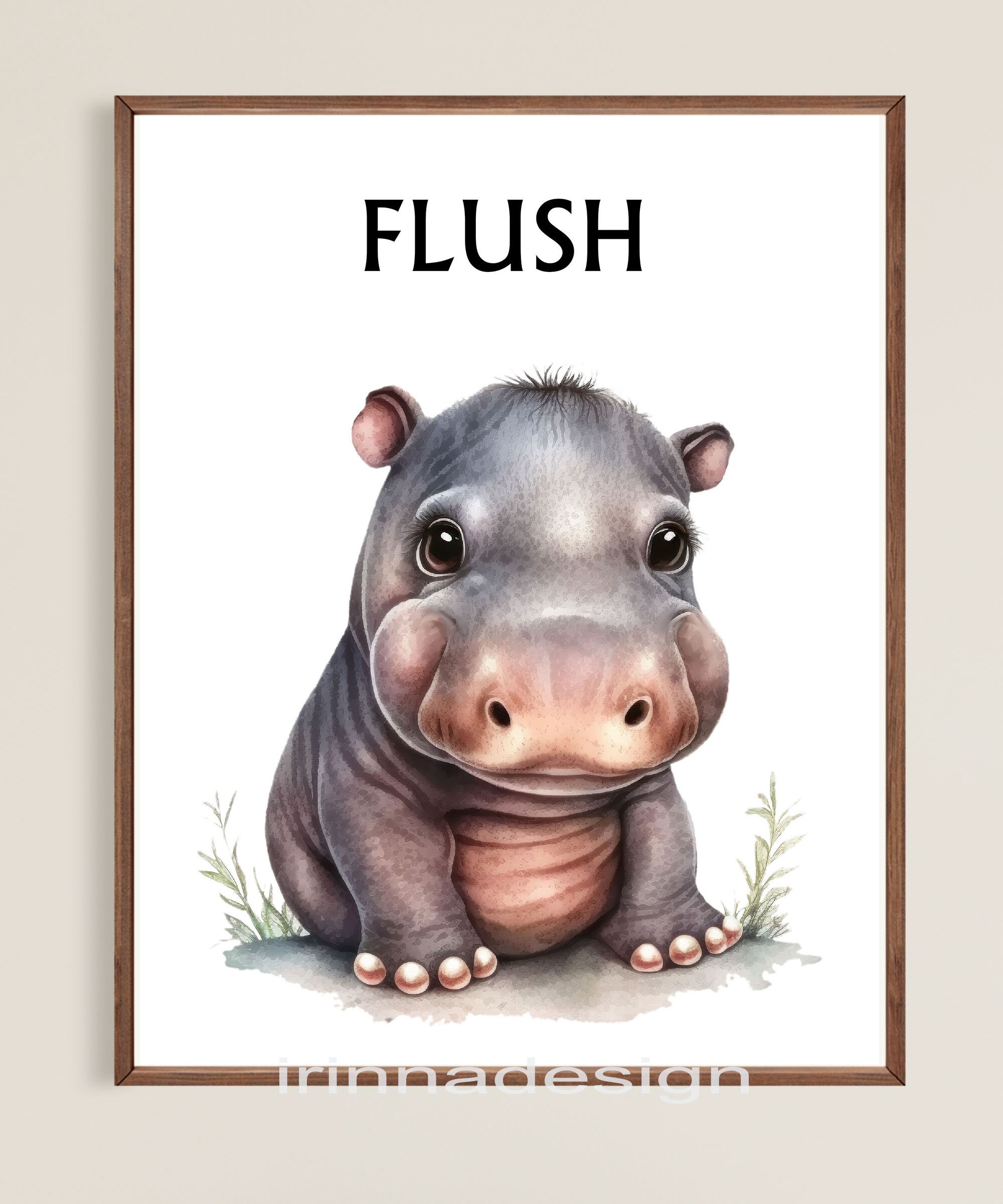 Jungle Kids Bathroom Wall Art Decor Baby Animals Prints Elephant ...