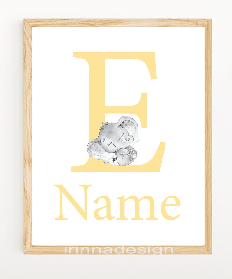 Custom Initial Printable Name Personalized Neutral Nursery - Etsy