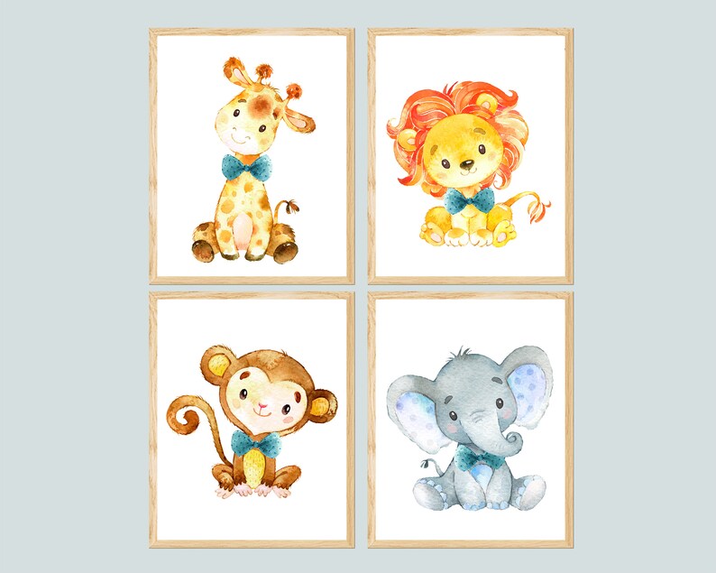 Jungle Poster Safari Baby Boy Nursery Wall Art Prints Animal Lion ...
