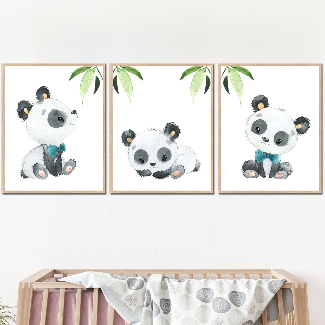 Panda Posters Baby Boy Room Nursery Wall Decor Kids Art Print Set of 3 ...