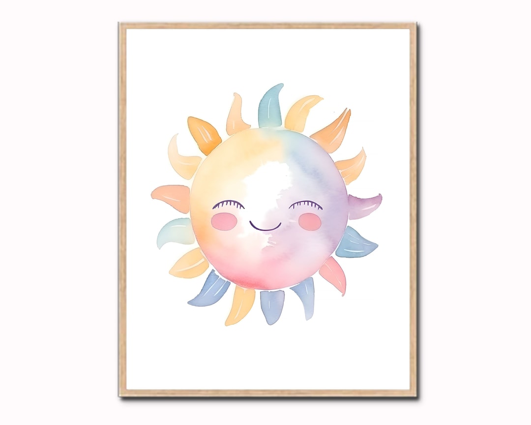 Happy Little Cute Sunshine Poster Baby Nursery Art Print Girl Boy Room ...