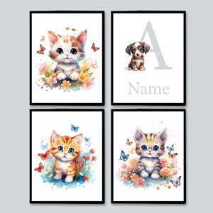 Cats Personalized Baby Name Kittens Kids Bedroom Decor Custom Nursery ...