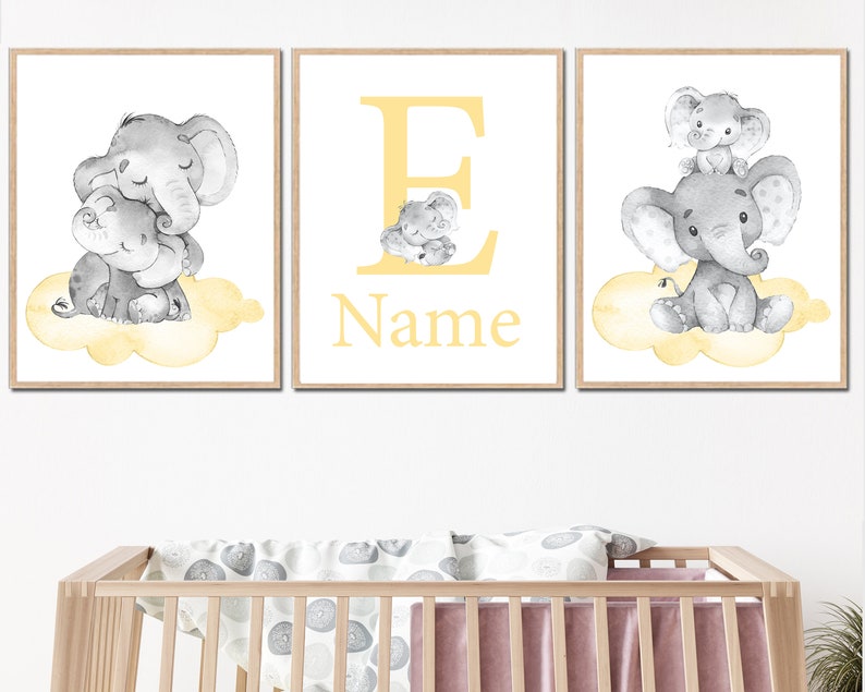 Custom Initial Printable Name Personalized Neutral Nursery - Etsy