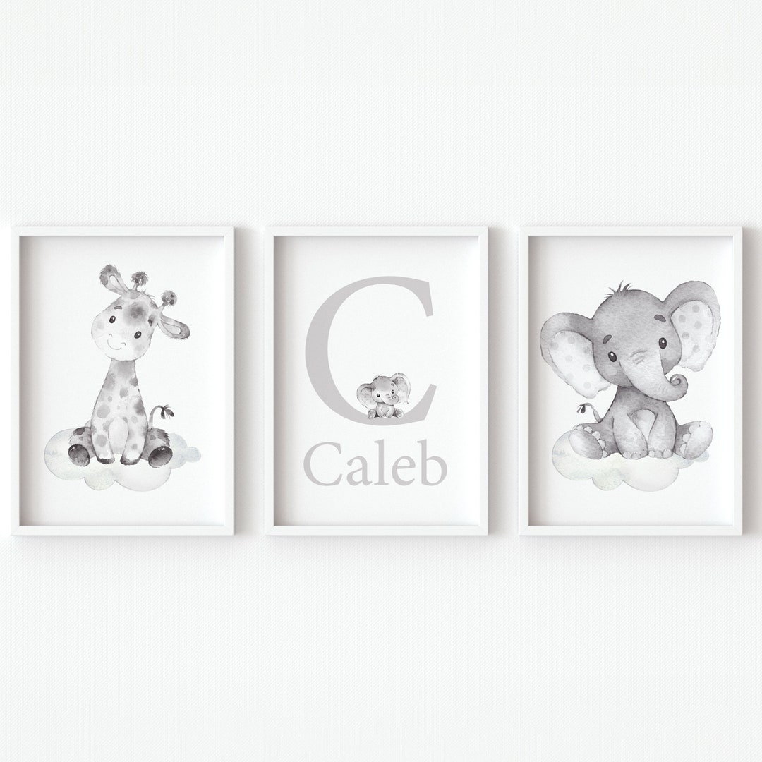 Custom Baby Name Art Initial Prints Personalized Wall Decor Neutral ...