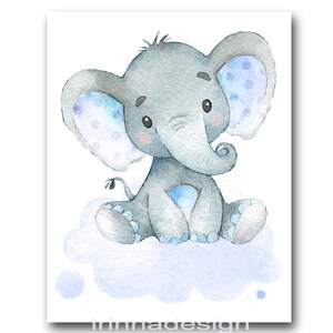 Elephant Poster Baby Boy Nursery Wall Art Decor Kid Print Children ...