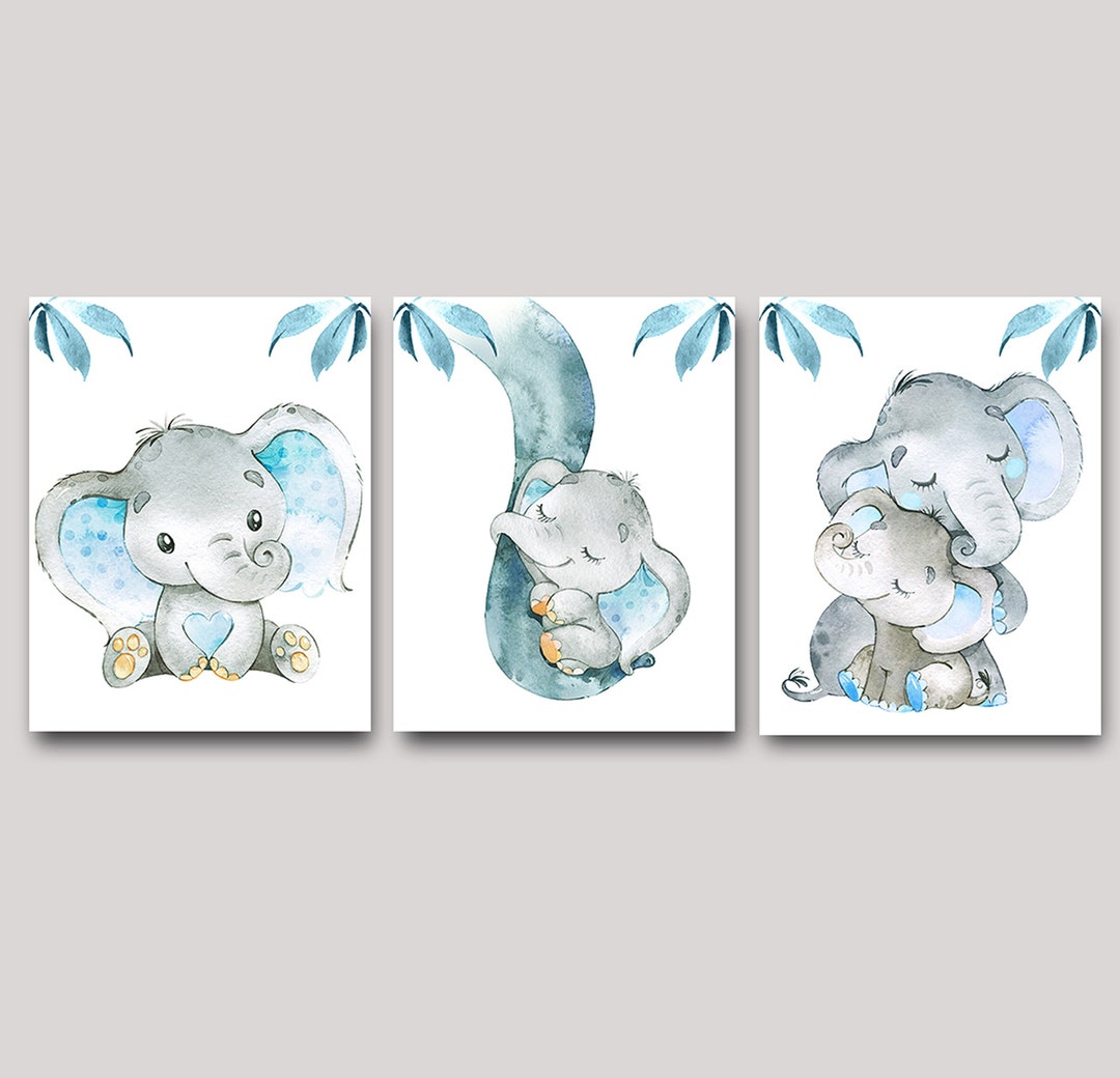 Elephant Poster Baby Boy Nursery Art Print Children Room Wall ...