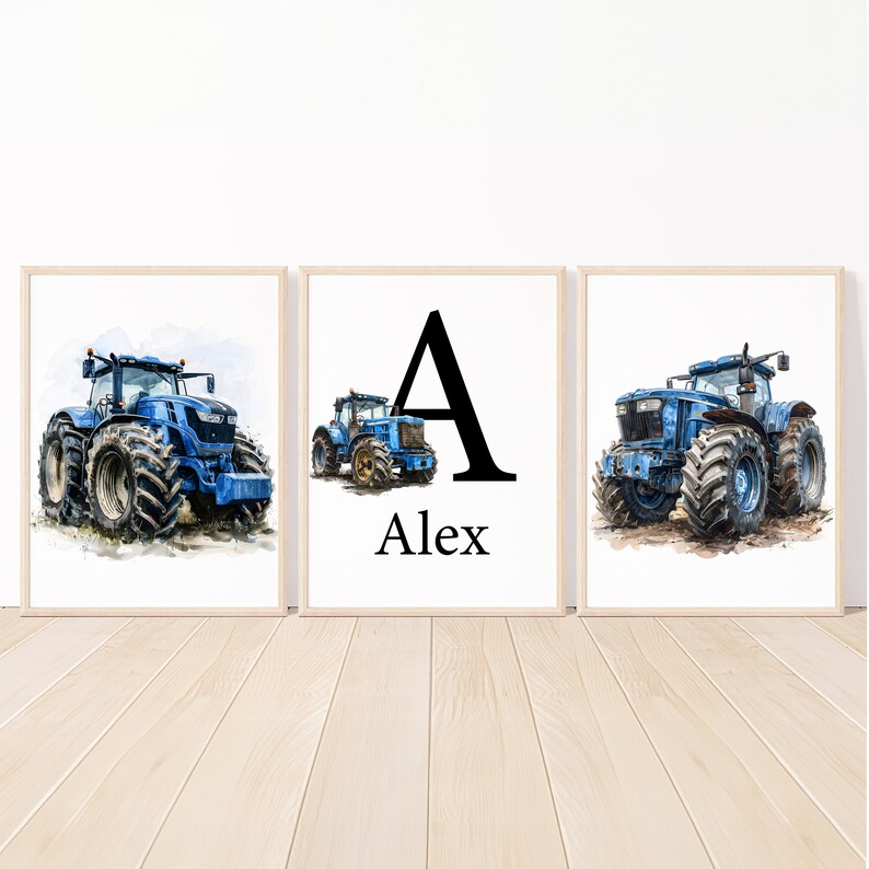 Boy Nursery Wall Art Printable Tractor Personalized Name Custom ...