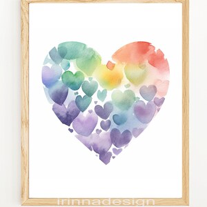 Baby Nursery Decor Rainbow Heart Custom Personalized Name Wall Art Boy ...
