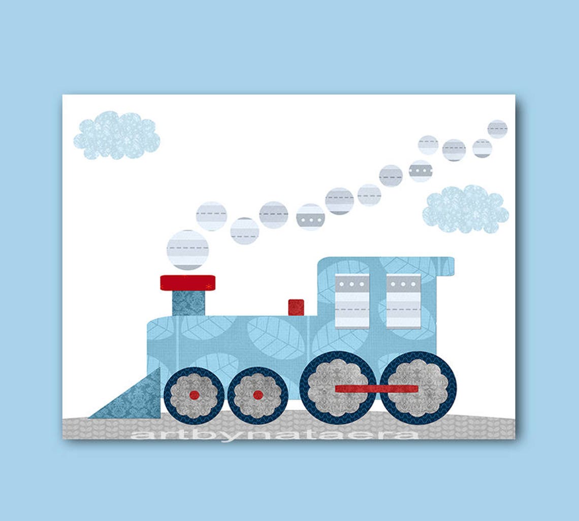 Navy Blue Gray Train Car Plane Baby Boy Nursery Wall Decor - Etsy
