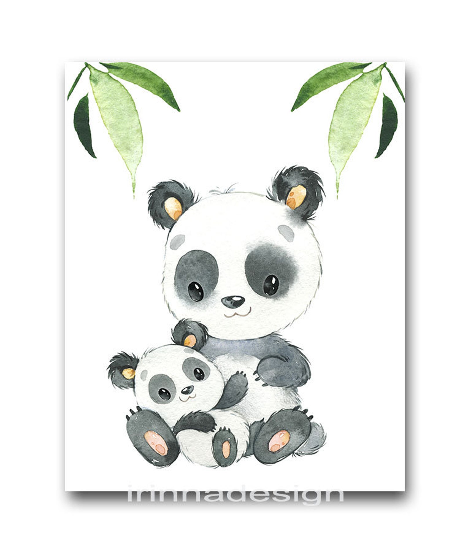Panda Room Decor Baby Boy Nursery Wall Art Kids Prints Children Animals ...
