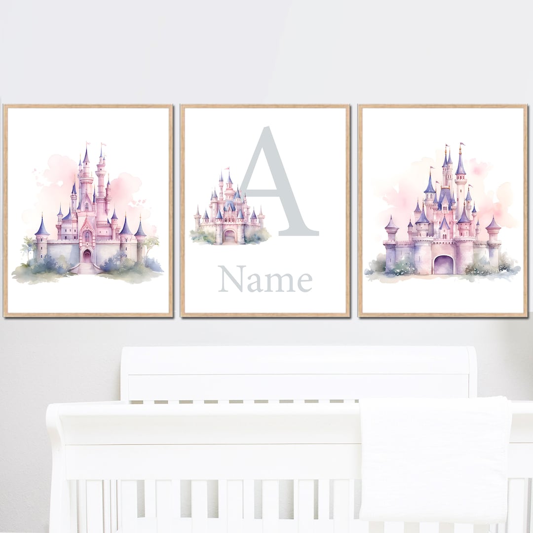 Princess Castle Print Wall Art Personalised Name Decor Custom Digital ...