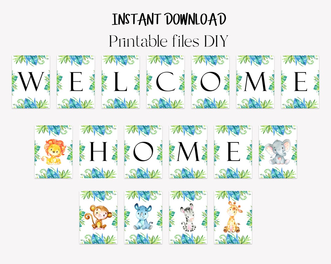 PRINTABLE Safari Welcome Home Banner Jungle Baby Shower Decor Digital ...