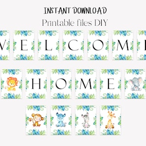 PRINTABLE Safari Welcome Home Banner Jungle Baby Shower Decor Digital ...