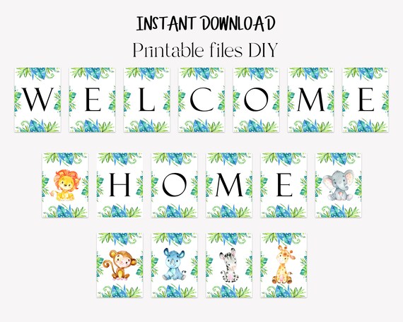 PRINTABLE Safari Welcome Home Banner Jungle Welcome Home - Etsy