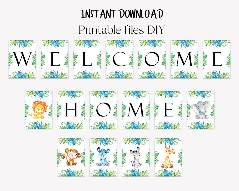 PRINTABLE Safari Welcome Home Banner Jungle Welcome Home - Etsy