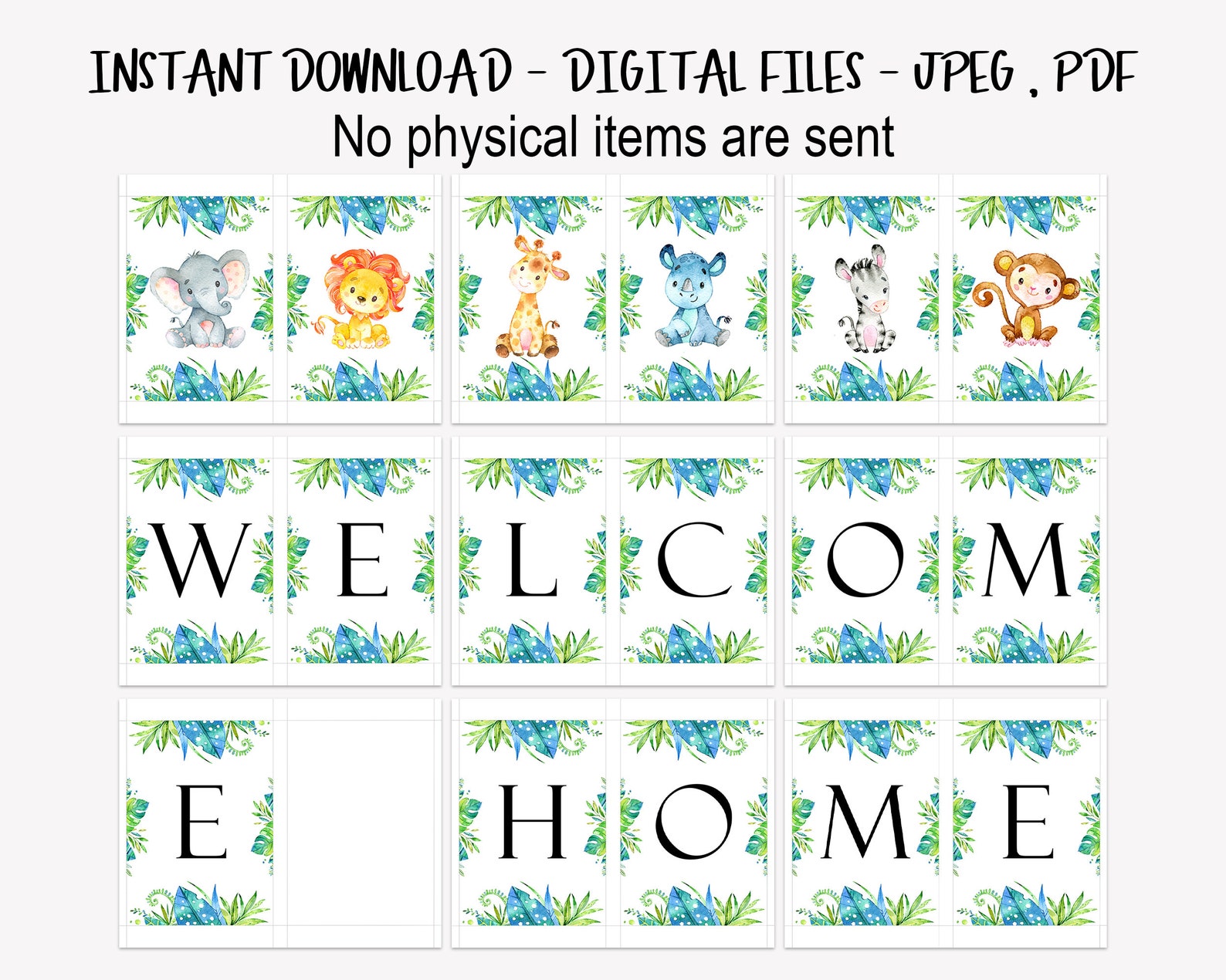 PRINTABLE Safari Welcome Home Banner Jungle Welcome Home - Etsy