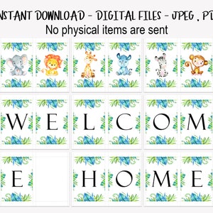PRINTABLE Safari Welcome Home Banner Jungle Baby Shower Decor Digital ...