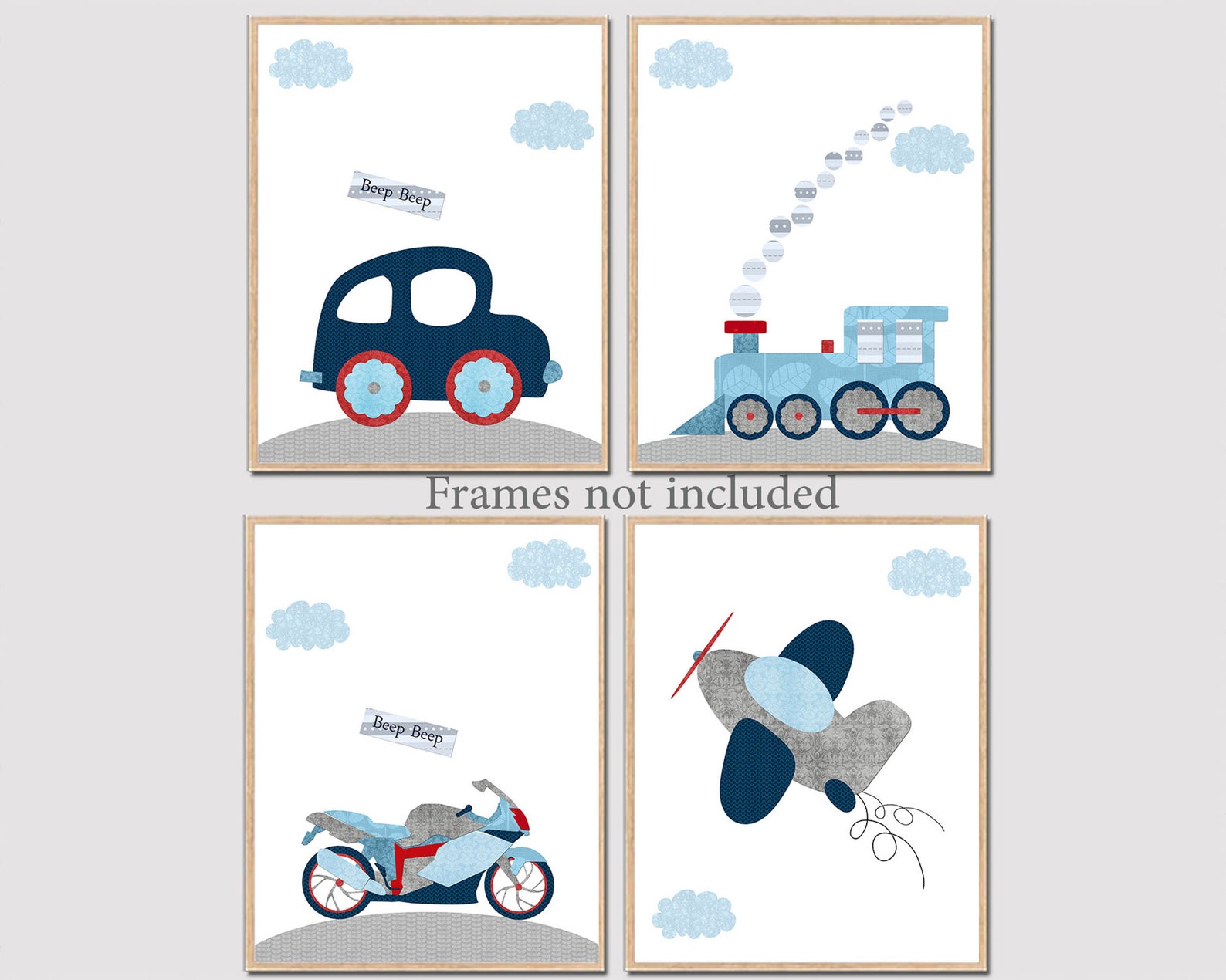 Train Car Plane Baby Boy Nursery Wall Decor Printable Children Art Kids ...