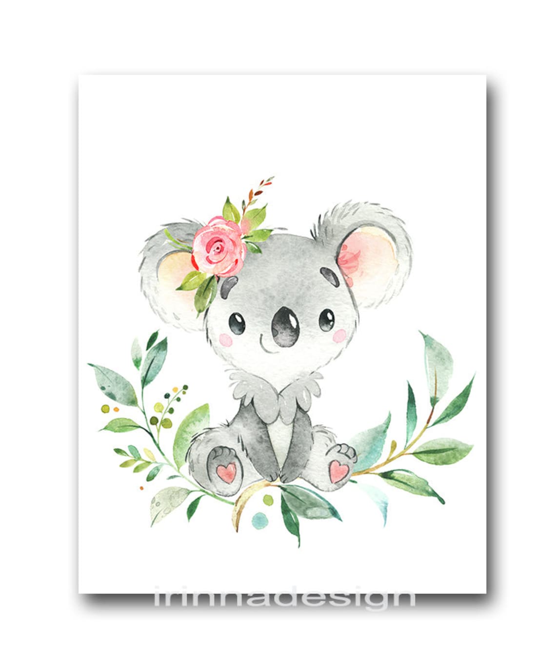 Letter Initial Prints Baby Koala Wall Art Set of 3 Pictures | Etsy