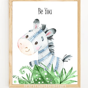 Jungle Animals Prints Posters Safari Playroom Baby Nursery Wall Decor ...