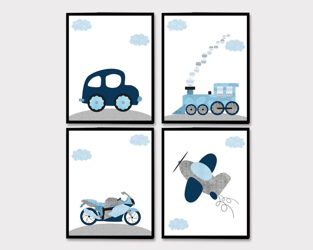 Train Car Plane Baby Boy Nursery Wall Decor Printable Children Art Kids ...