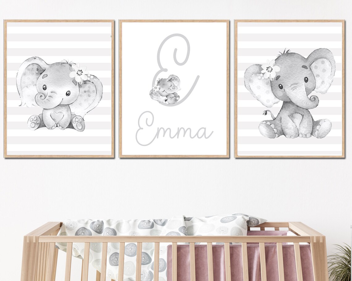Custom Girl Name Art Print Neutral Baby Nursery Wall Decor - Etsy