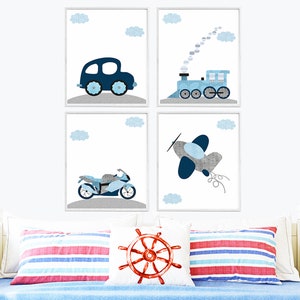 Train Car Plane Baby Boy Nursery Wall Decor Printable - Etsy