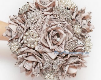 READY to SHIP Large Brooch Bouquet Cascading Broach Bouqet Champagne ...