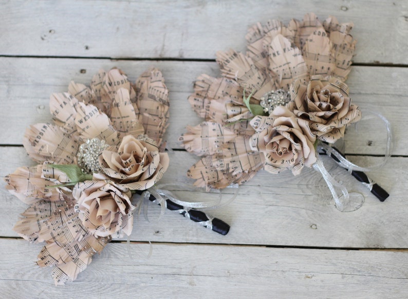 Paper feather bouquet sheet music bouquet | Etsy