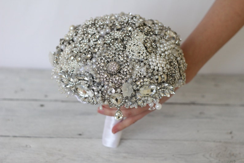 Silver brooch bouquet | Etsy