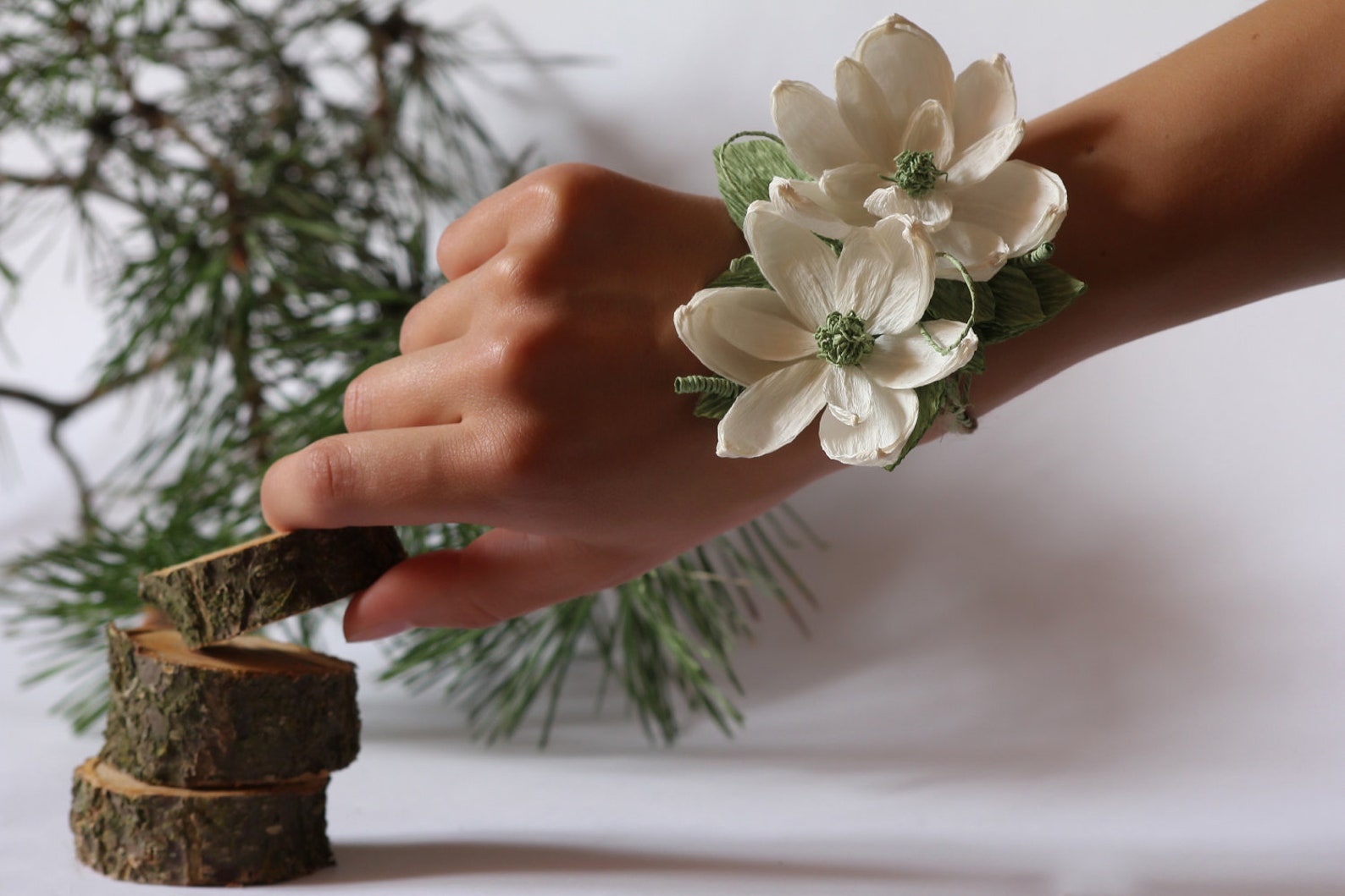 Rustic corsage rustic wedding bridesmaid magnolia corsage set | Etsy