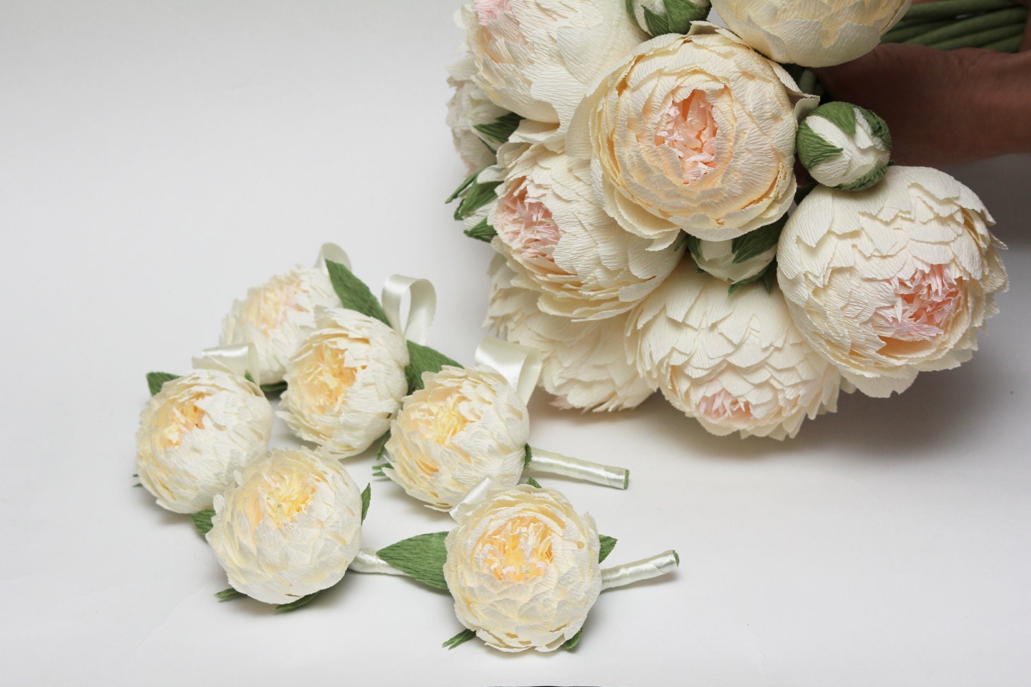 Peony Boutonniere, Wedding Flower, Wedding Peony, Wedding Decor, Paper ...