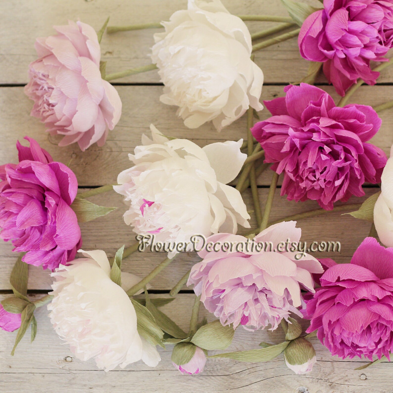 Paper Flowers Paper Peonies Set of 3 5 7 10. Custom Set | Etsy