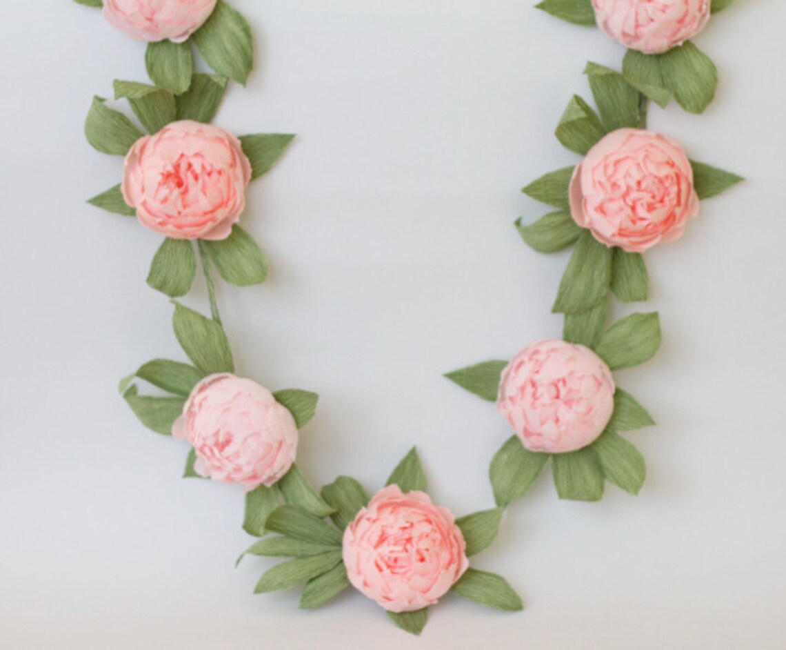Bridal garland wedding garland paper flower garland peonies | Etsy