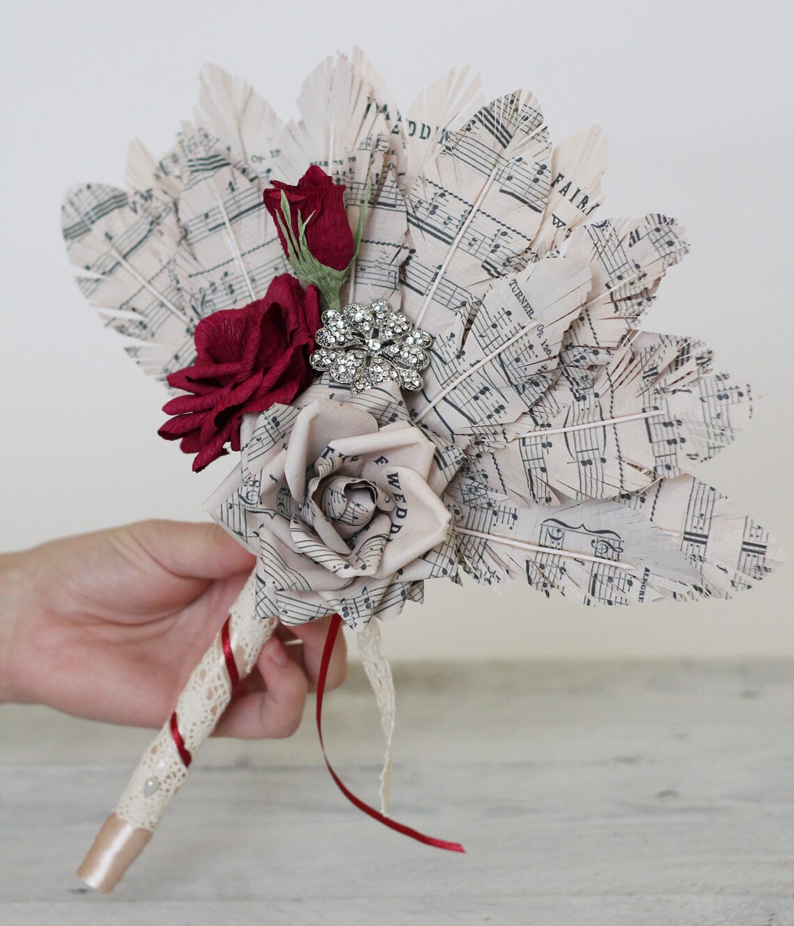 Paper feather bouquet sheet music bouquet | Etsy