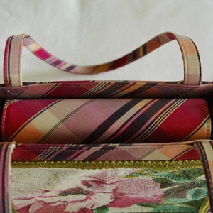 Upcycled Plaid Handbag – Vintage Barkcloth Floral Applique - Etsy